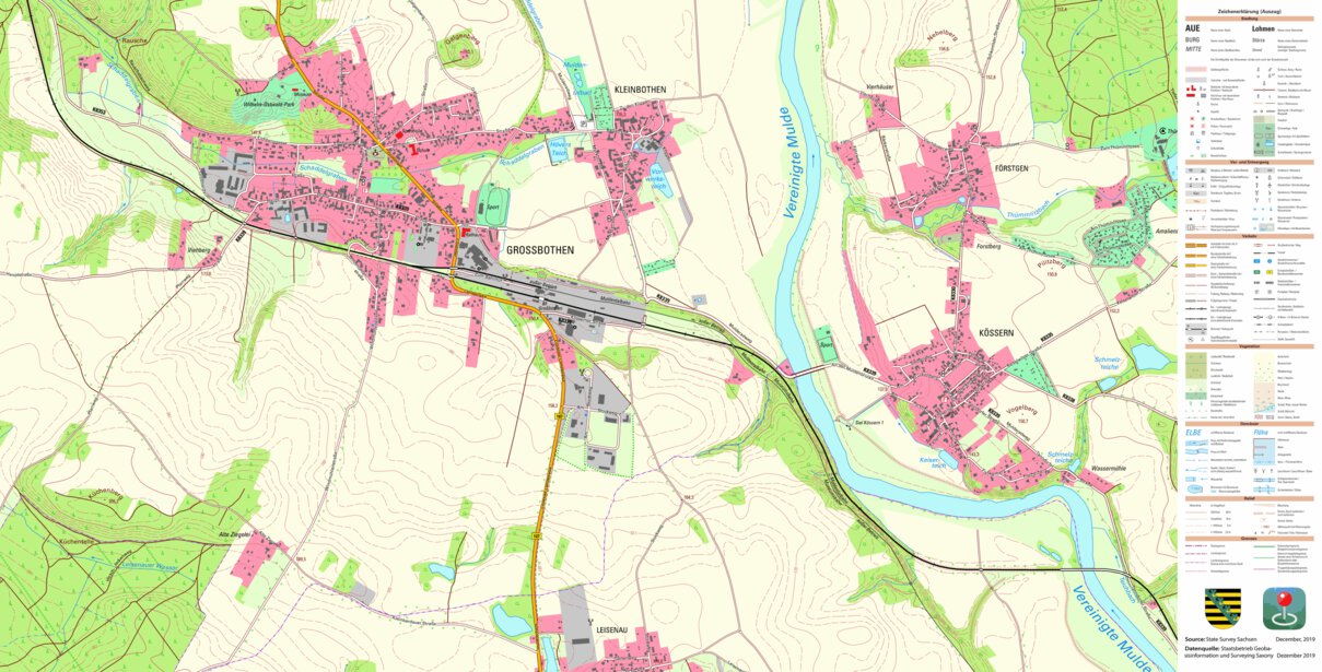 Großbothen, Grimma, Stadt (1:10,000 scale) Map by Staatsbetrieb ...