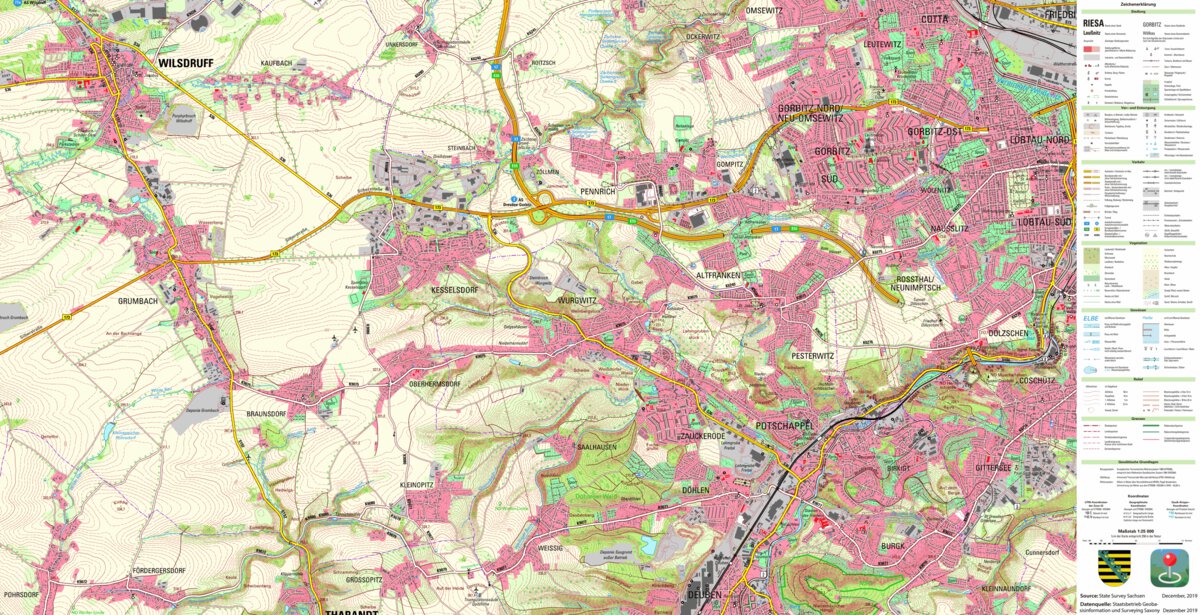 Grumbach, Wilsdruff, Stadt (1:25,000 scale) Map by Staatsbetrieb ...