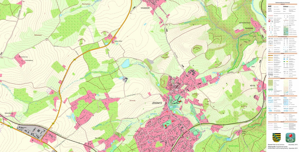 Jößnitz, Plauen, Stadt (1:10,000 scale) Map by Staatsbetrieb ...