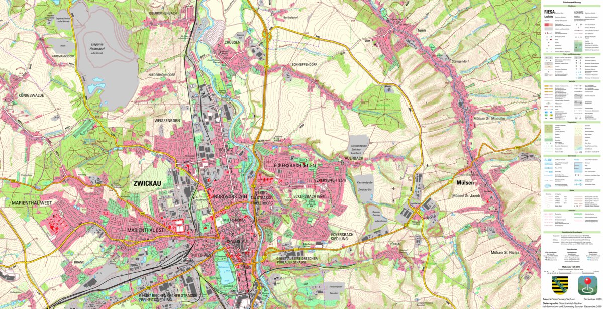 Mülsen St. Jacob, Mülsen (1:25,000 scale) Map by Staatsbetrieb ...