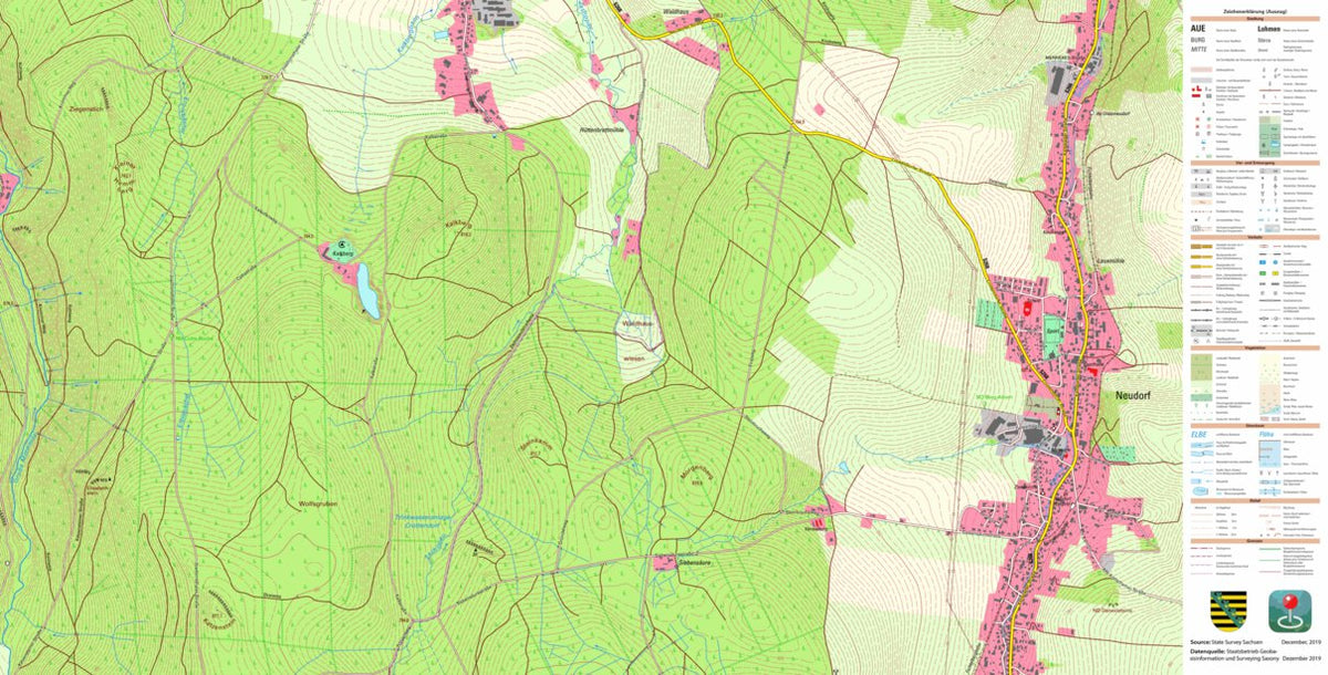 Neudorf, Sehmatal 1 (1:10,000 scale) Map by Staatsbetrieb ...