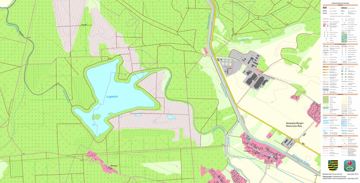 Neuwiese-Bergen, Elsterheide (1:10,000 scale) Map by Staatsbetrieb ...