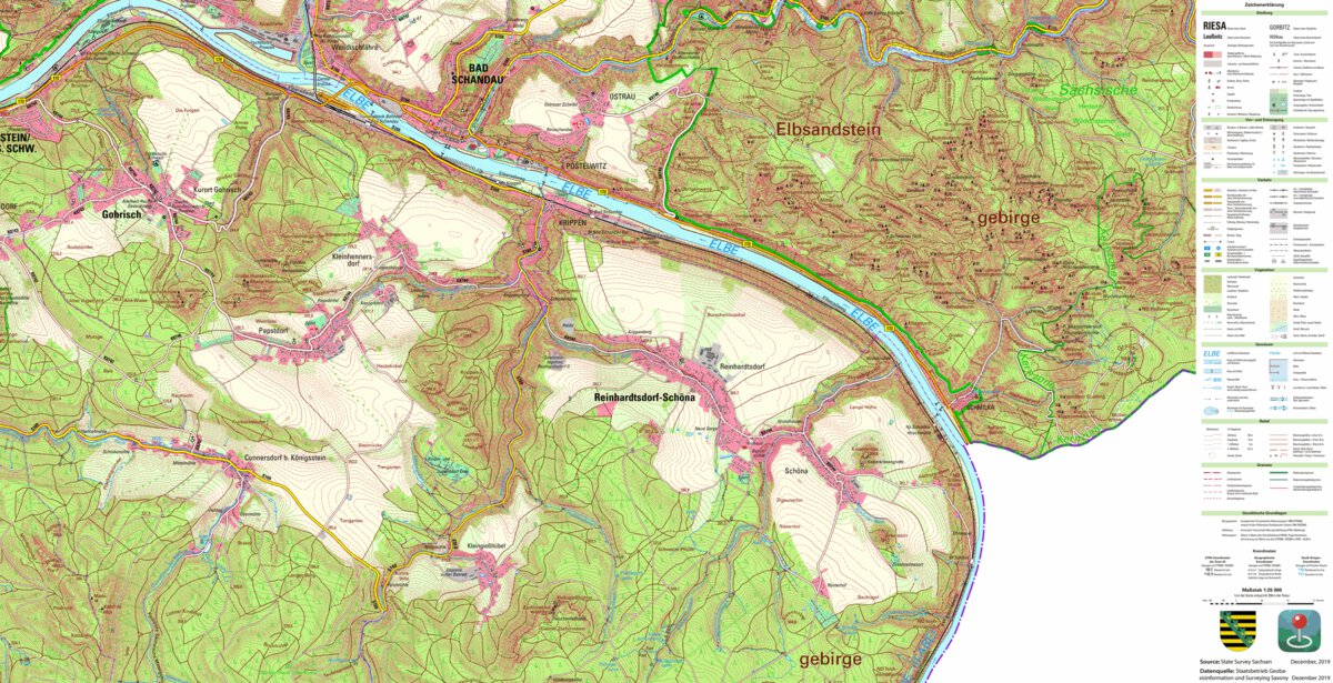 Ostrau, Bad Schandau, Stadt (1:25,000 scale) Map by Staatsbetrieb ...