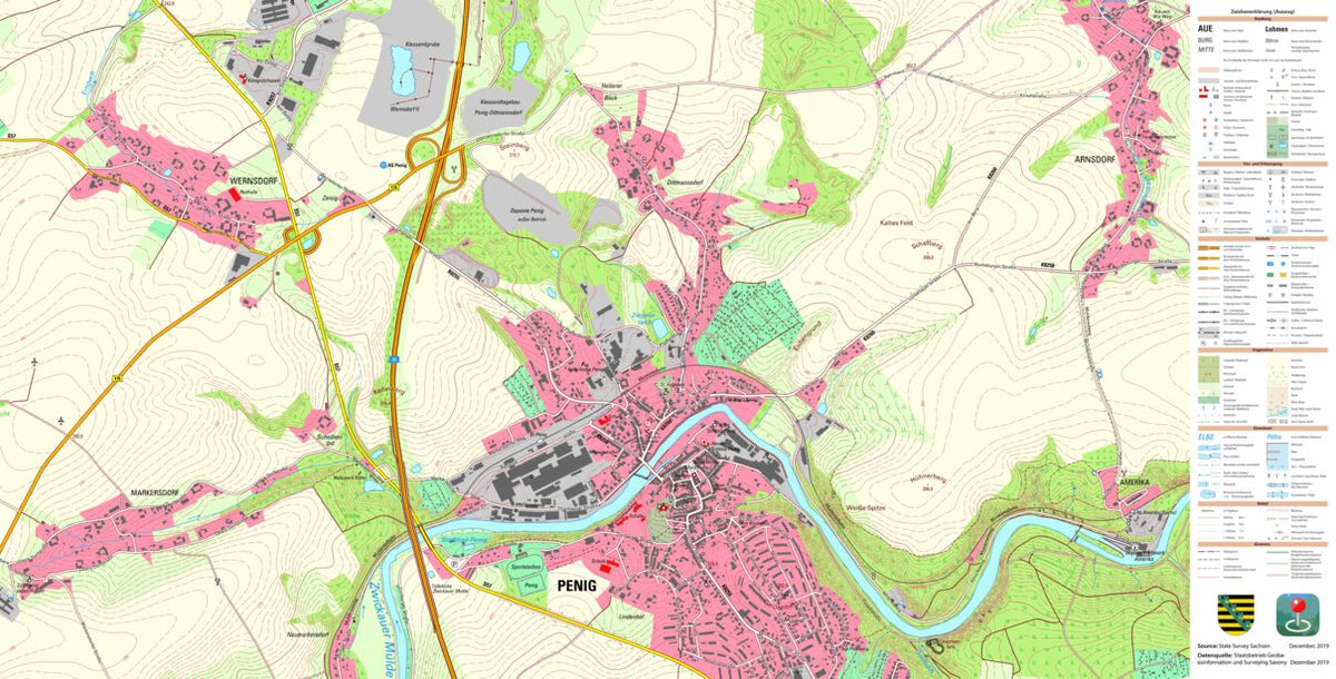Penig, Penig, Stadt (1:10,000 scale) Map by Staatsbetrieb ...