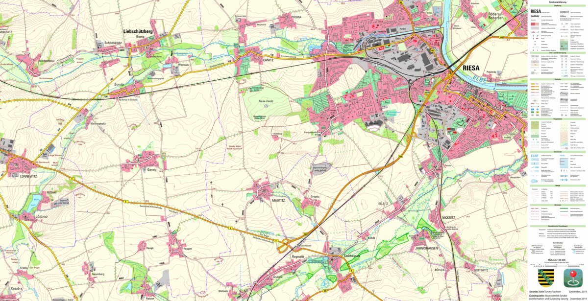 Riesa, Riesa, Stadt (1:25,000 scale) Map by Staatsbetrieb ...