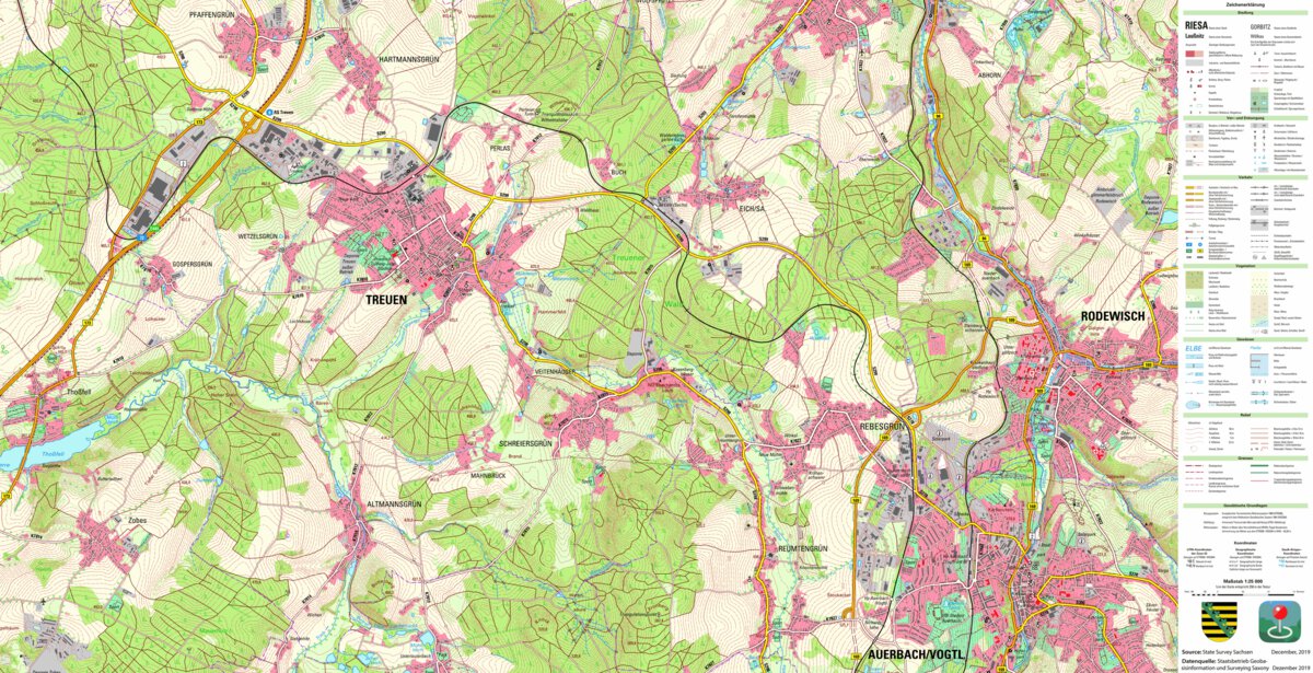 Rodewisch, Rodewisch, Stadt (1:25,000 scale) Map by Staatsbetrieb ...