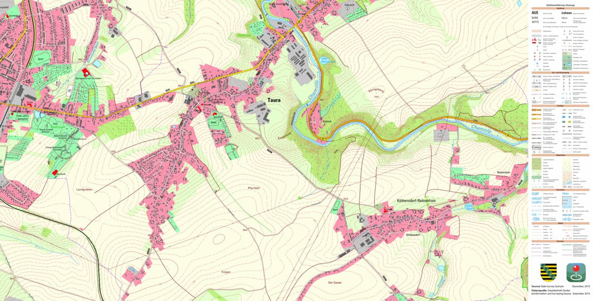 Taura, Taura (1:10,000 scale) Map by Staatsbetrieb Geobasisinformation ...