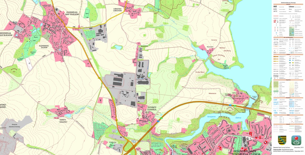 Teichnitz, Bautzen, Stadt (1:10,000 scale) Map by Staatsbetrieb ...