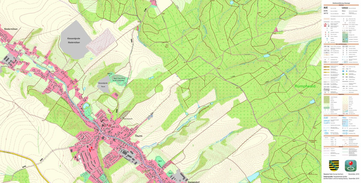 Thurm, Mülsen (1:10,000 scale) Map by Staatsbetrieb Geobasisinformation ...