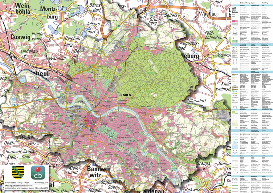 Urban District of Dresden (1:50,000 scale) Map by Staatsbetrieb ...