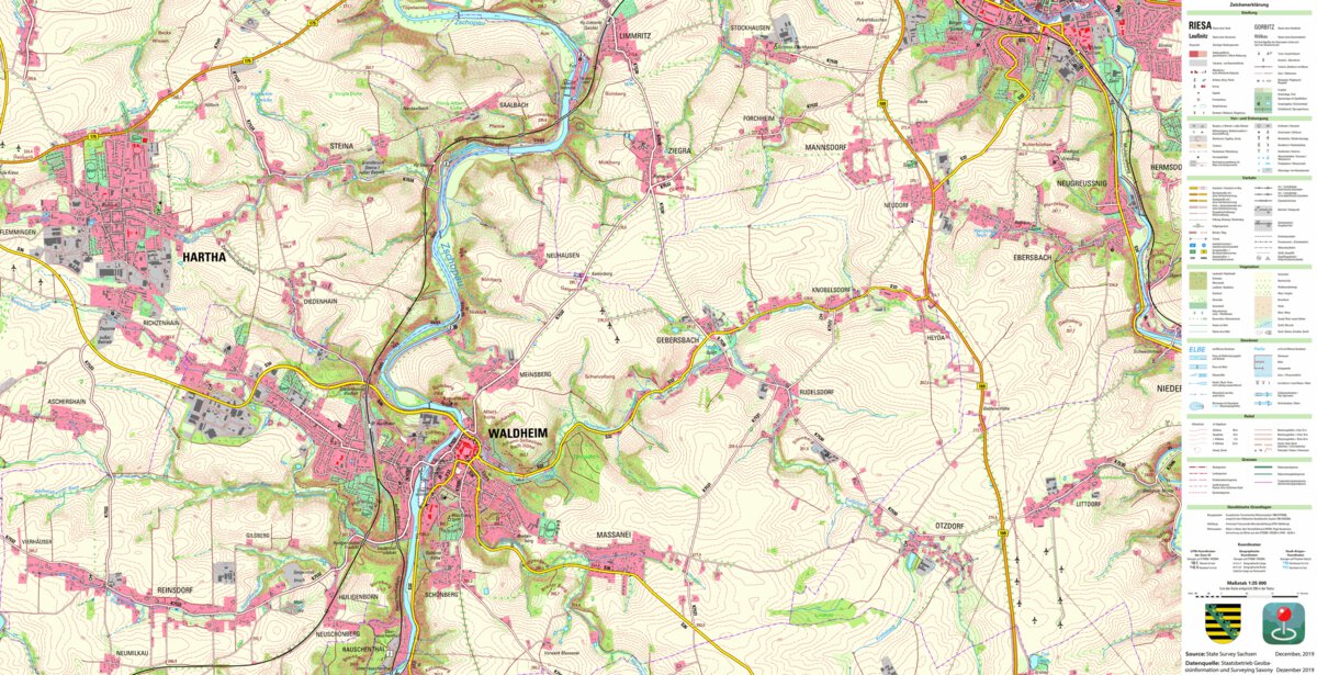 Waldheim, Waldheim, Stadt (1:25,000 scale) Map by Staatsbetrieb ...
