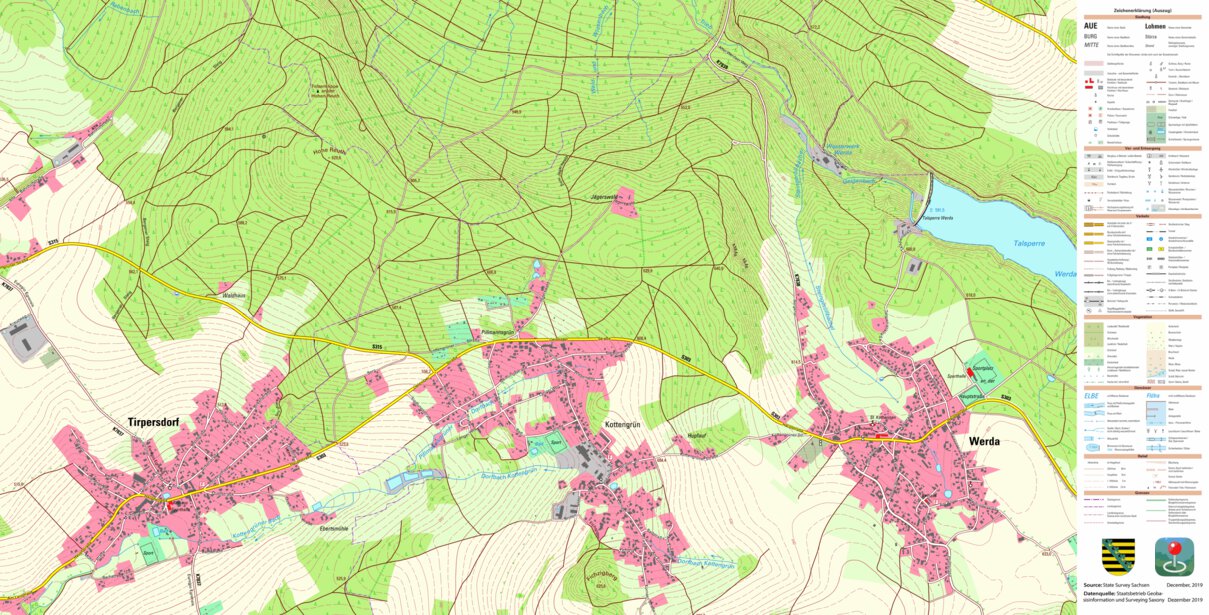 Werda, Werda (1:10,000 scale) Map by Staatsbetrieb Geobasisinformation ...