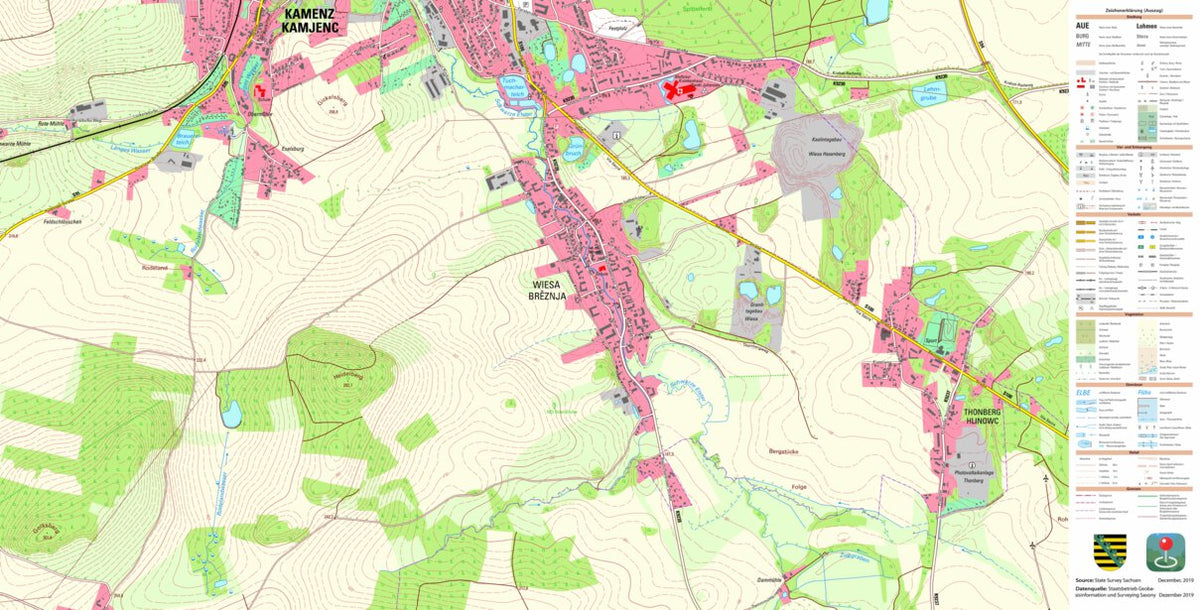 Wiesa, Kamenz, Stadt (1:10,000 scale) Map by Staatsbetrieb ...