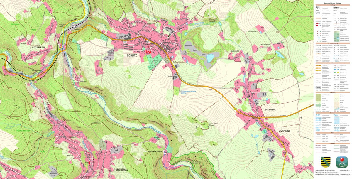 Zöblitz, Marienberg, Stadt (1:10,000 scale) Map by Staatsbetrieb ...