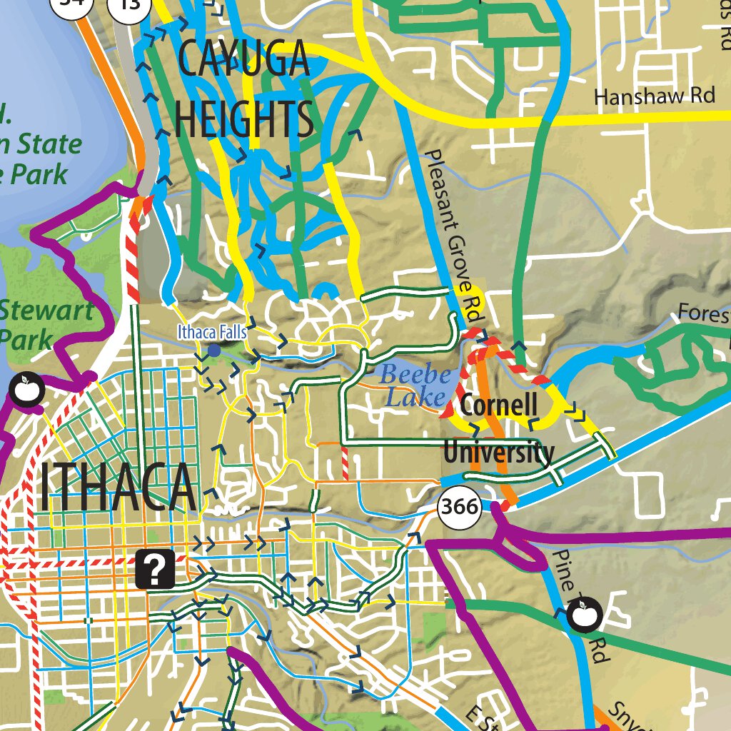 Ithaca-Tompkins County Bike Map 2024 by Steve Spindler Cartography ...