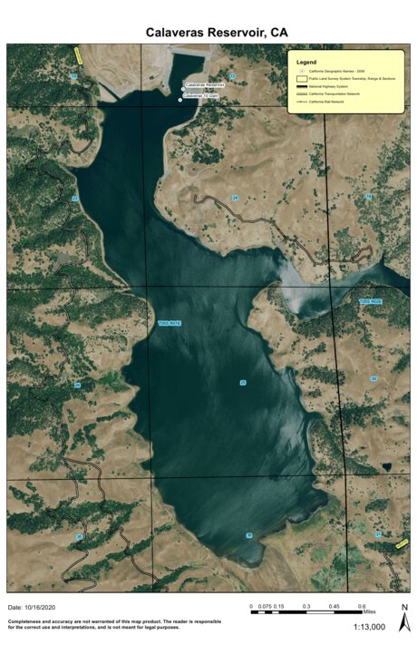 Calaveras Reservoir CA Map by Super See Services | Avenza Maps