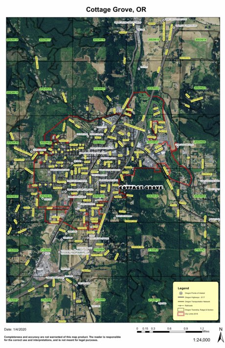 Cottage Grove Oregon Map by Super See Services | Avenza Maps