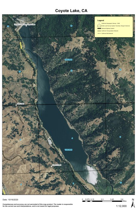 Coyote Reservoir, CA Map by Super See Services | Avenza Maps