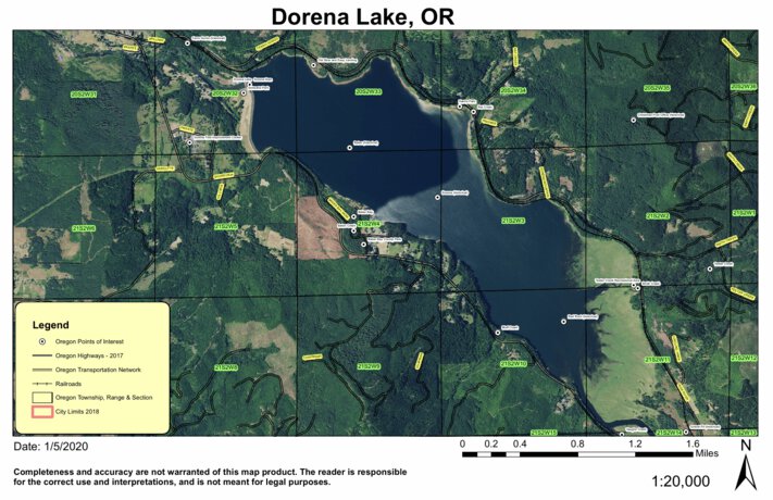 Dorena Lake, Oregon Map by Super See Services | Avenza Maps