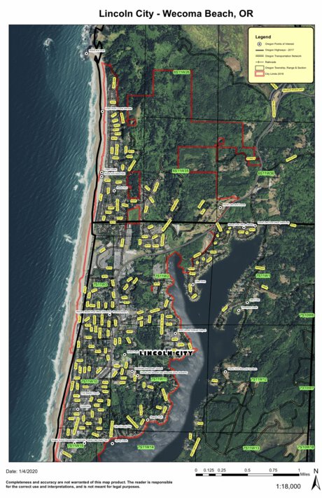 Lincoln City Wecoma Beach, Oregon Map by Super See Services | Avenza Maps