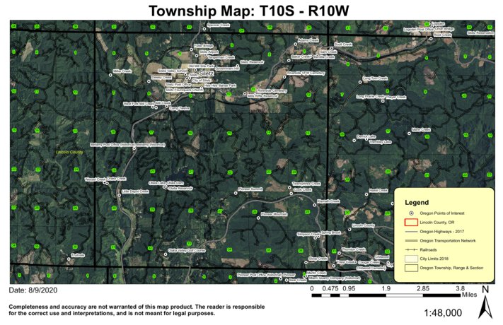 Siletz Bay T10S R10W Township Map by Super See Services | Avenza Maps