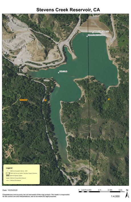 Stevens Creek Reservoir, CA Map by Super See Services | Avenza Maps