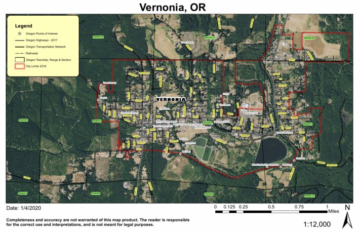 Vernonia, Oregon Map by Super See Services | Avenza Maps