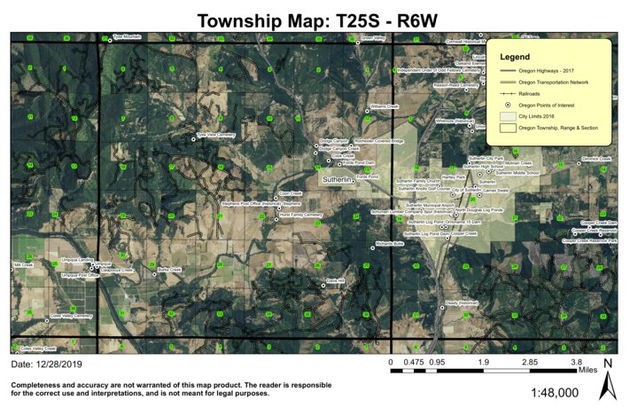 West Sutherlin T25S R6W Township Map by Super See Services | Avenza Maps
