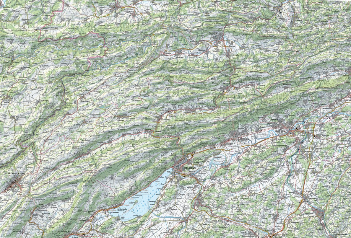 Biel / Bienne, 1:100,000 Map by SwissTopo | Avenza Maps