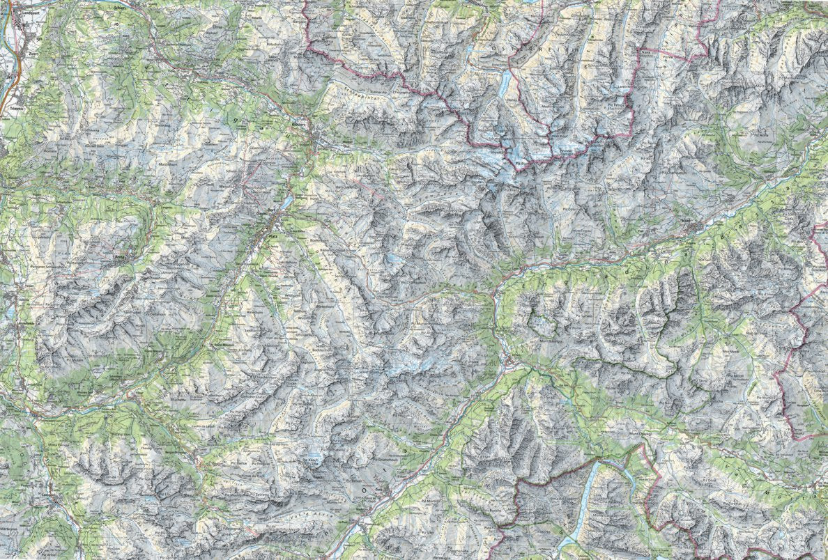 Flüelapass, 1:100,000 Map by SwissTopo | Avenza Maps