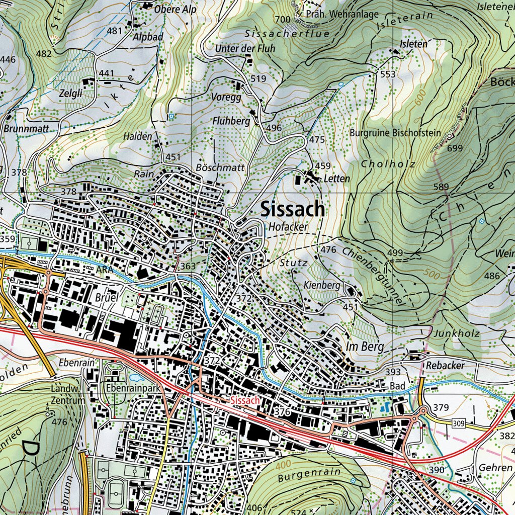 Sissach, 1:25,000 Map by SwissTopo | Avenza Maps
