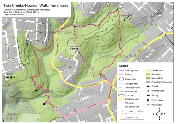 Twin Creeks-Howson Walk, Turramurra Map by Sydney Bushwalking Maps ...