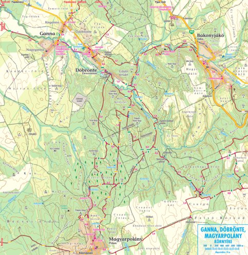Ganna-Döbrönte-Bakonyjákó-Magyarpolány turista,-biciklis térkép ...