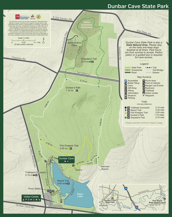 Dunbar Cave State Park Map by Tennessee State Parks | Avenza Maps