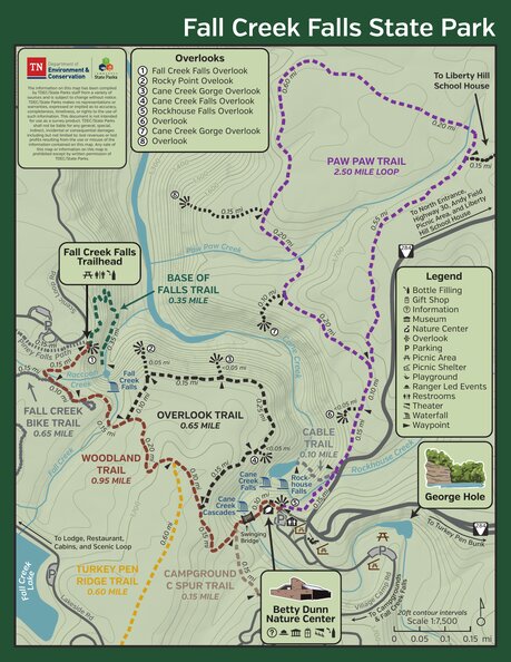 Fall Creek Falls State Park - Nature Center Map by Tennessee State ...