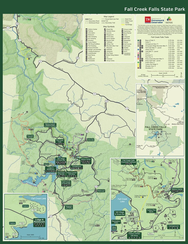 Fall Creek Falls State Park Map by Tennessee State Parks | Avenza Maps