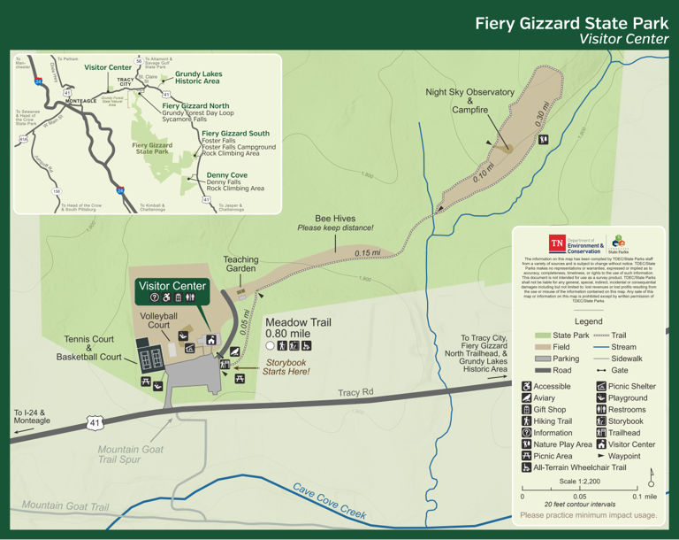 Fiery Gizzard State Park - Visitor Center Map by Tennessee State Parks ...