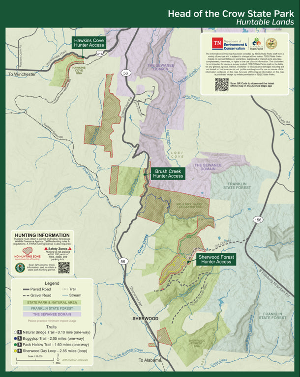 Head of the Crow State Park Hunting Map by Tennessee State Parks ...