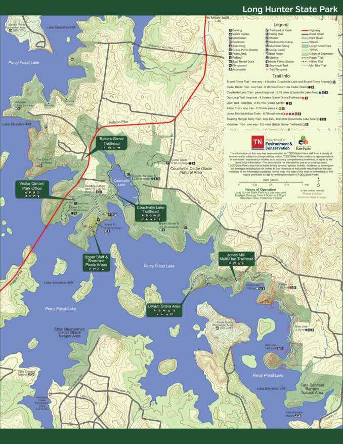 Long Hunter State Park Map by Tennessee State Parks | Avenza Maps
