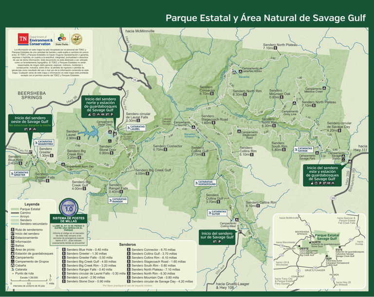 Savage Gulf State Park - Español Map by Tennessee State Parks | Avenza Maps