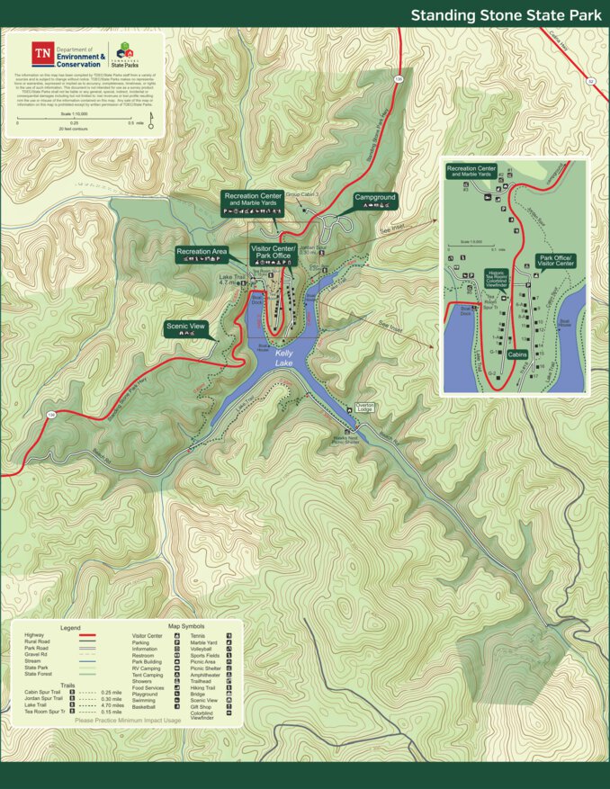 Standing Stone State Park Map by Tennessee State Parks | Avenza Maps