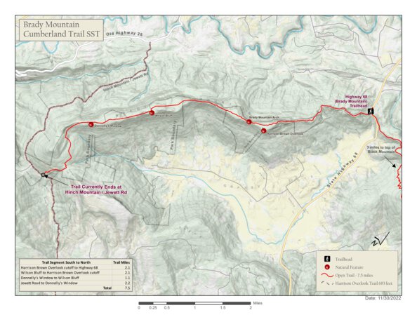 The Cumberland Trail - Brady Mountain Map by Tennessee State Parks ...