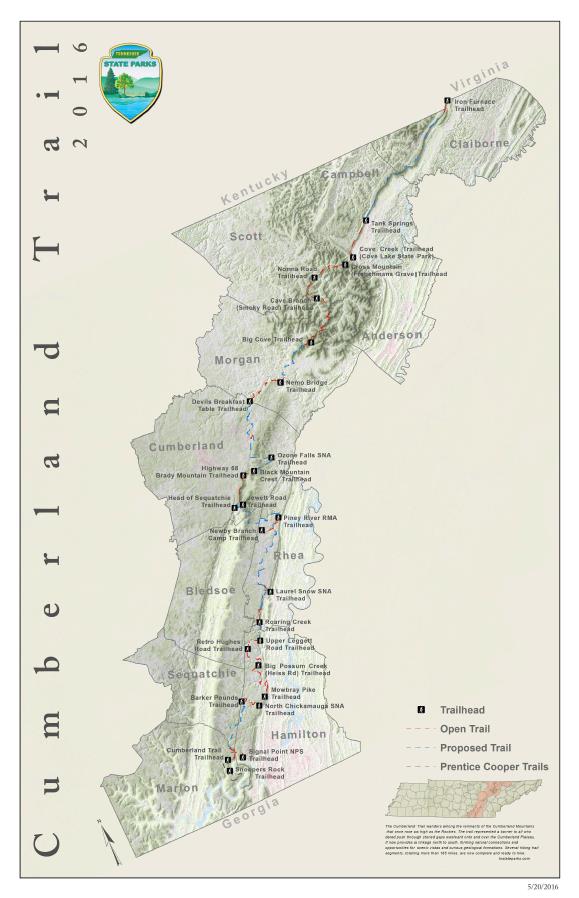 The Cumberland Trail Map by Tennessee State Parks | Avenza Maps