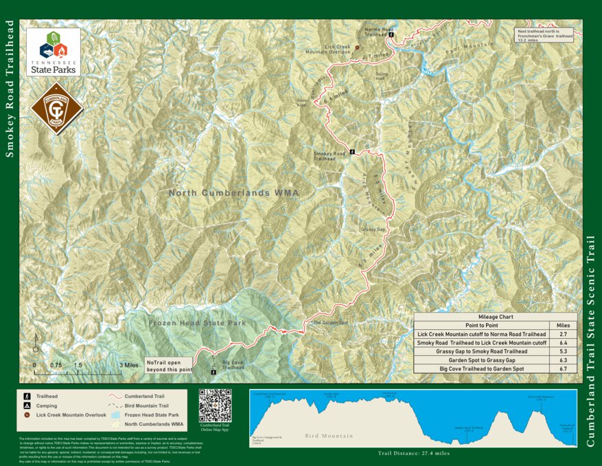 The Cumberland Trail - Cave Branch Trailhead Map by Tennessee State ...