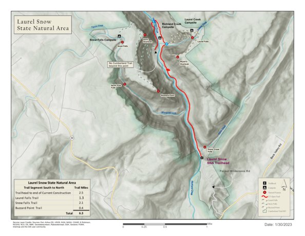 The Cumberland Trail - Laurel-Snow SNA Map by Tennessee State Parks ...