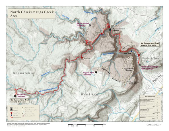 The Cumberland Trail - North Chickamauga Creek SNA Map by Tennessee ...
