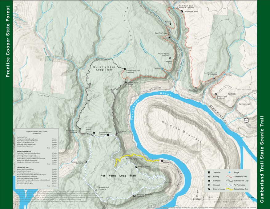 The Cumberland Trail - Prentice Cooper Map by Tennessee State Parks ...