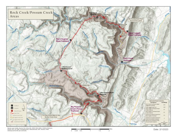 The Cumberland Trail - Rock Creek & Possum Creek Map by Tennessee State ...