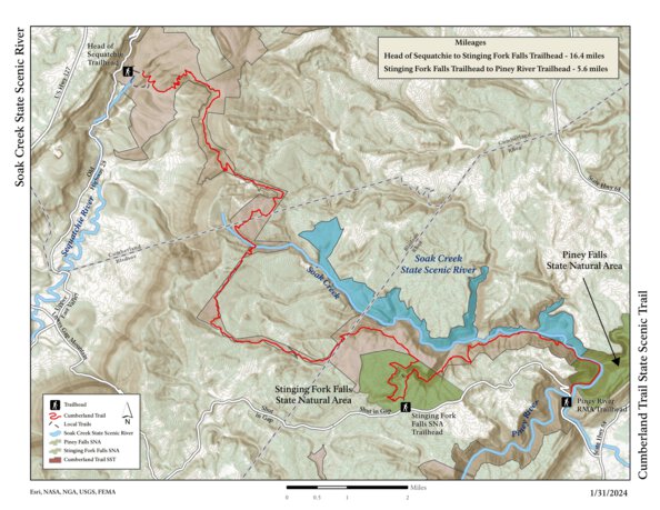 The Cumberland Trail - Soak Creek State Scenic River Map by Tennessee ...