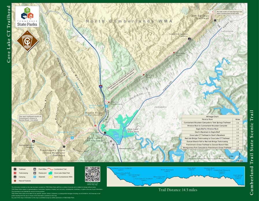 The Cumberland Trail - Tank Springs Trailhead Map by Tennessee State ...